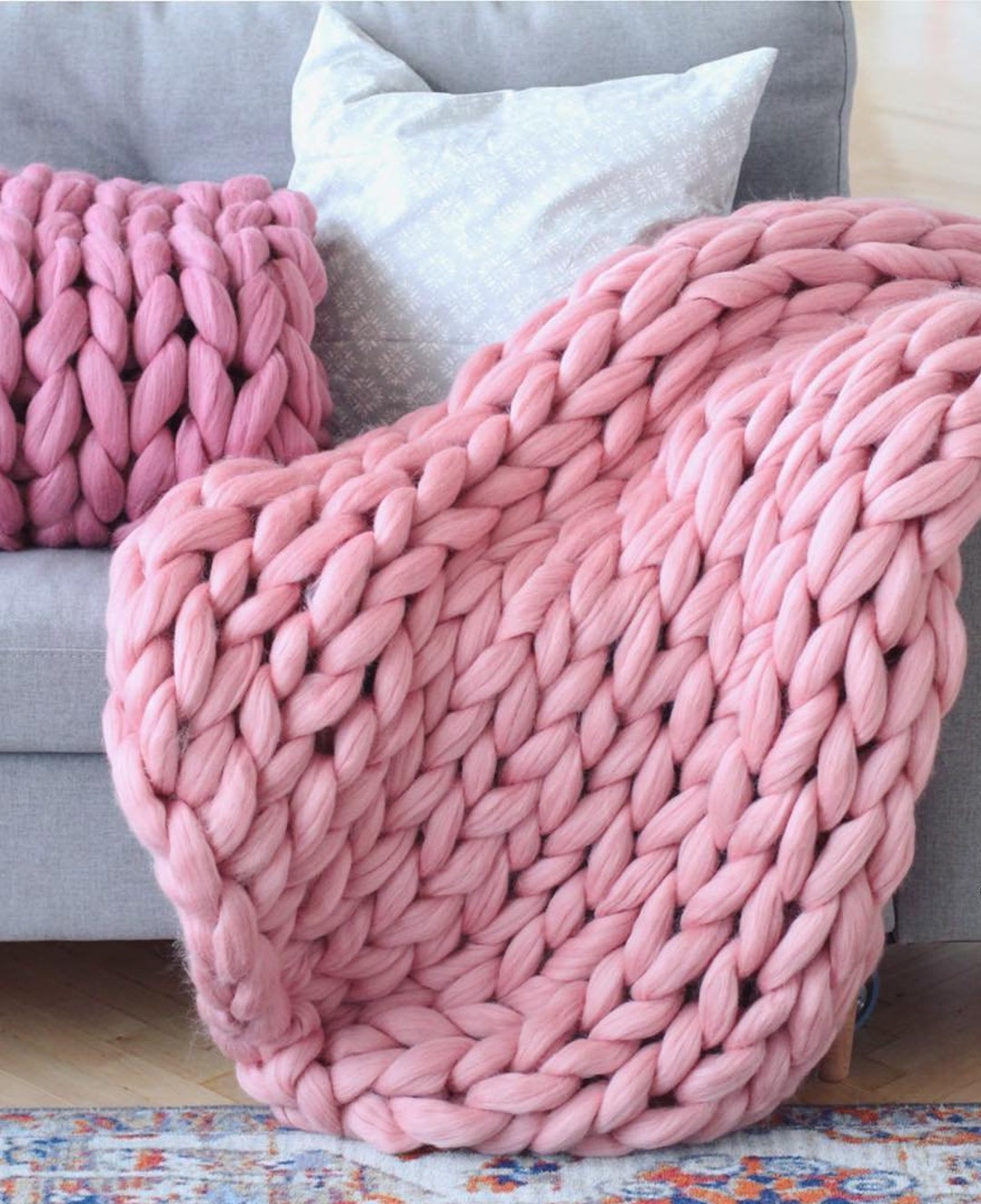 Chunky Knit Blanket, Blanket, Super Chunky Blanket, Giant Knit Blanket ...