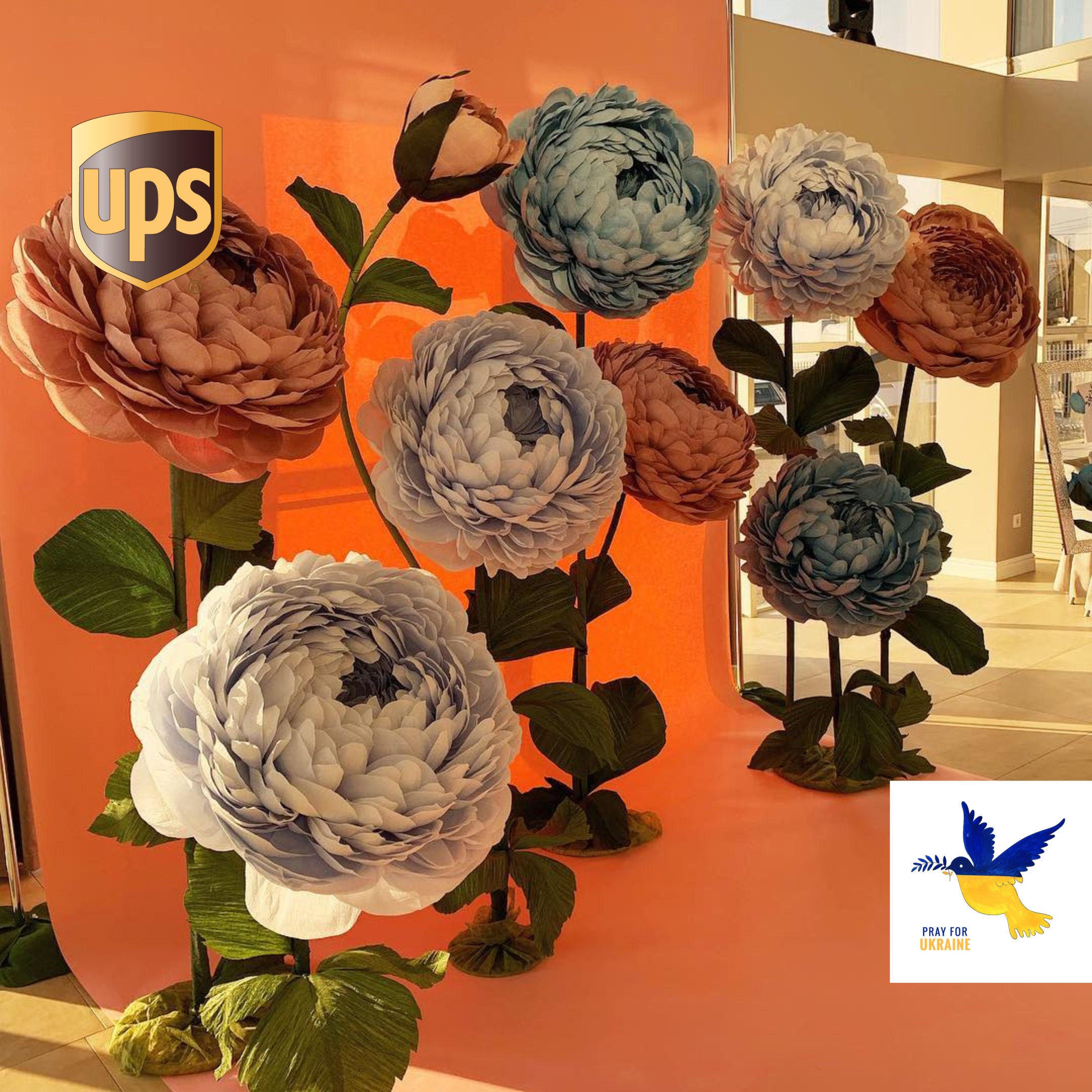 Giant Paper Flower With Stem Huge Paper Peony Photo Prop Free