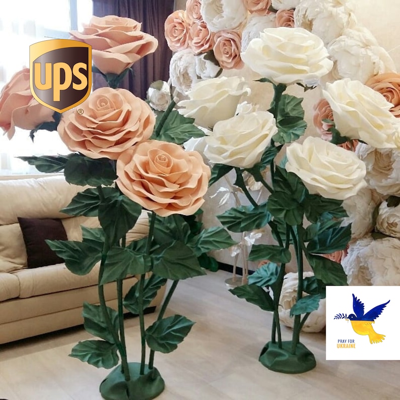 Giant Free Standing Paper Flower Set With Crepe Paper Roses - Etsy