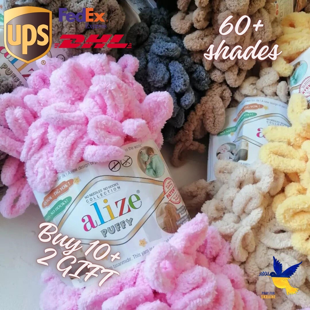 Alize Puffy Chenille Loop Yarn 100g - Fluffy Finger Knitting Yarn for ...