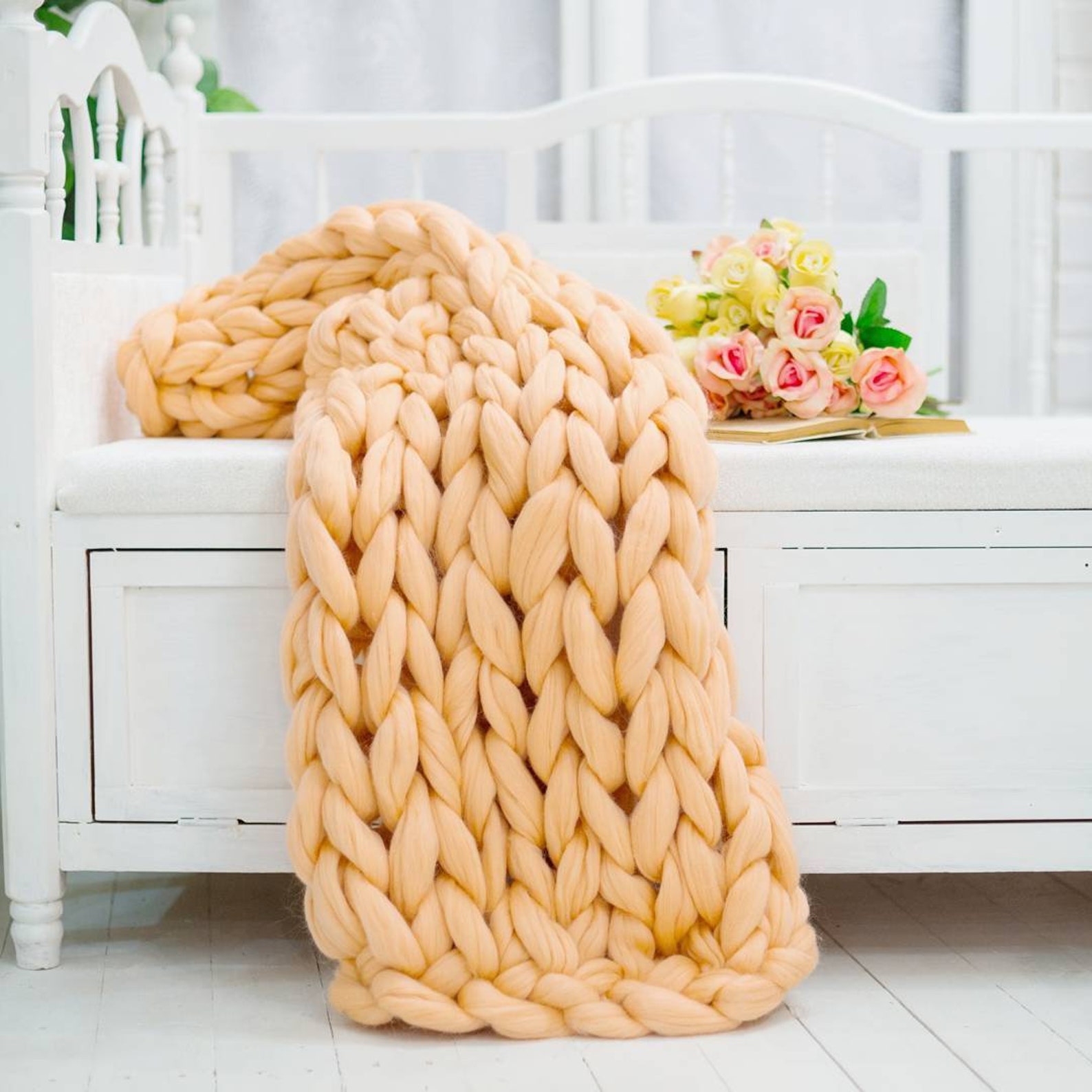 Giant Blanket 100% Merino Wool Blanket Chunky Knit Blanket - Etsy