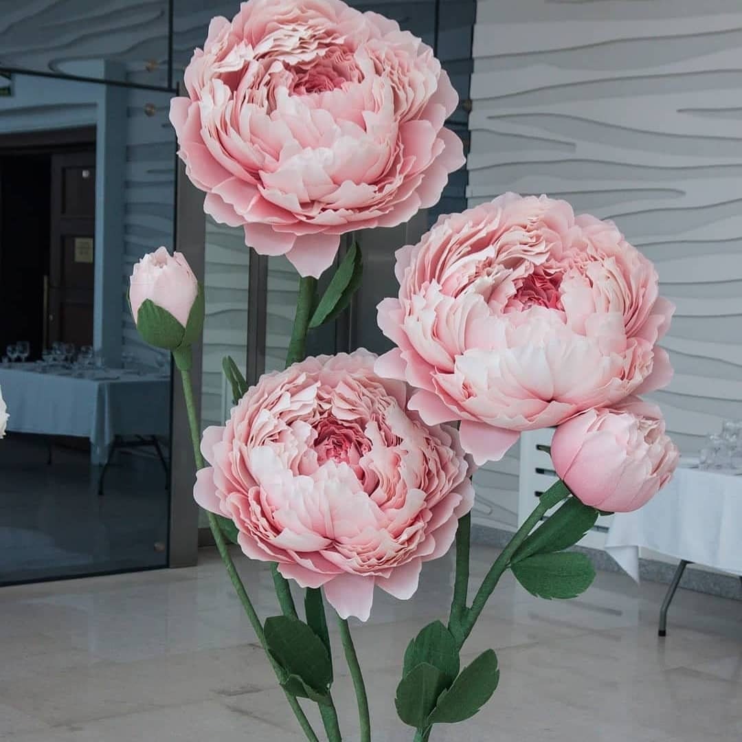 Wedding Decor Giant Paper Flowers Set of 5 Huge Peonies With Stems ...