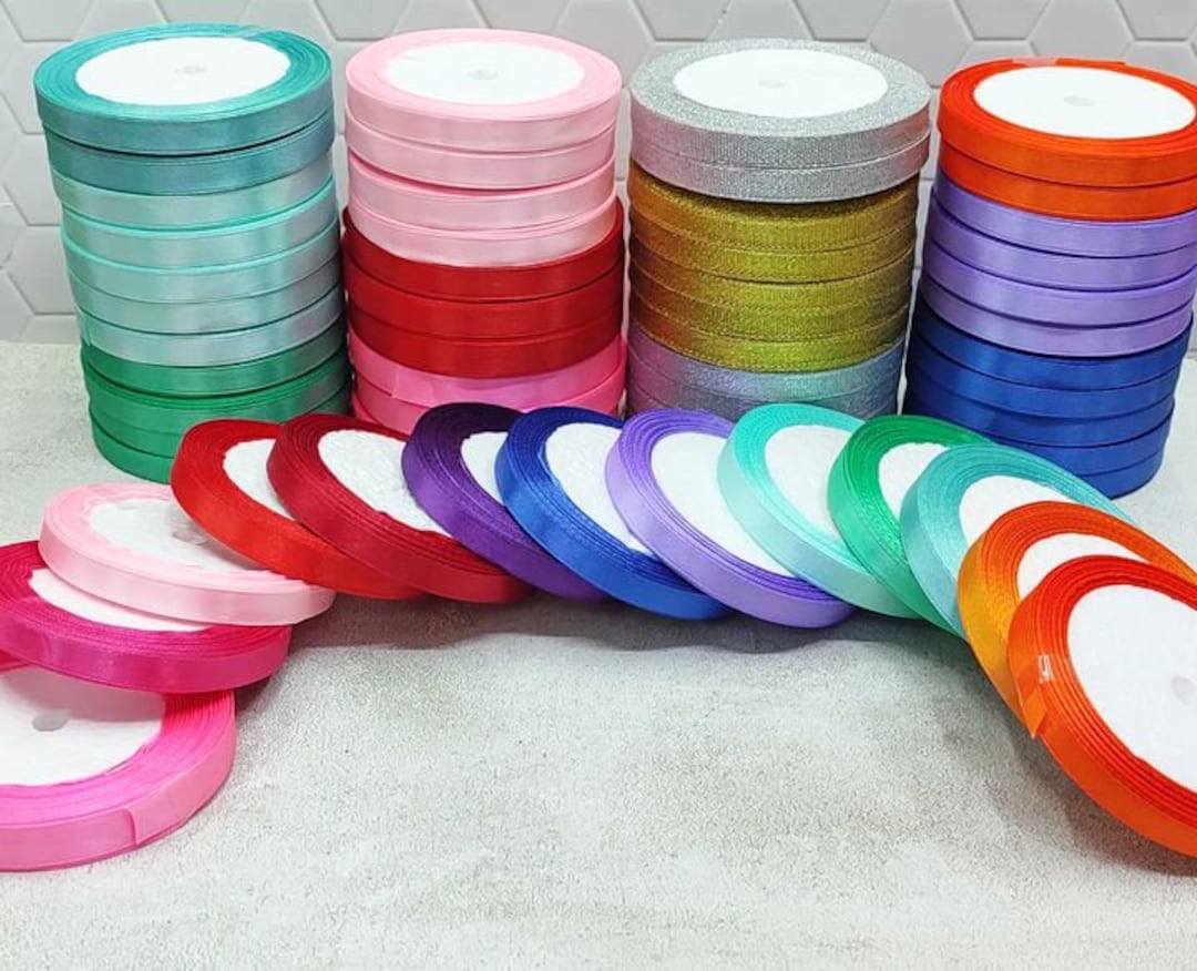 Satin Double Face Ribbon - Assorted Sizes (1/8",1/4",5/8",1",1 2/5 ...