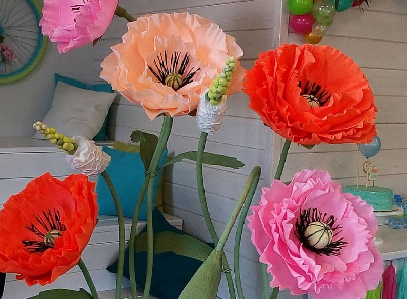 Giant Paper Poppy Large Poppy Poppy Flowers Large Flowers | Etsy