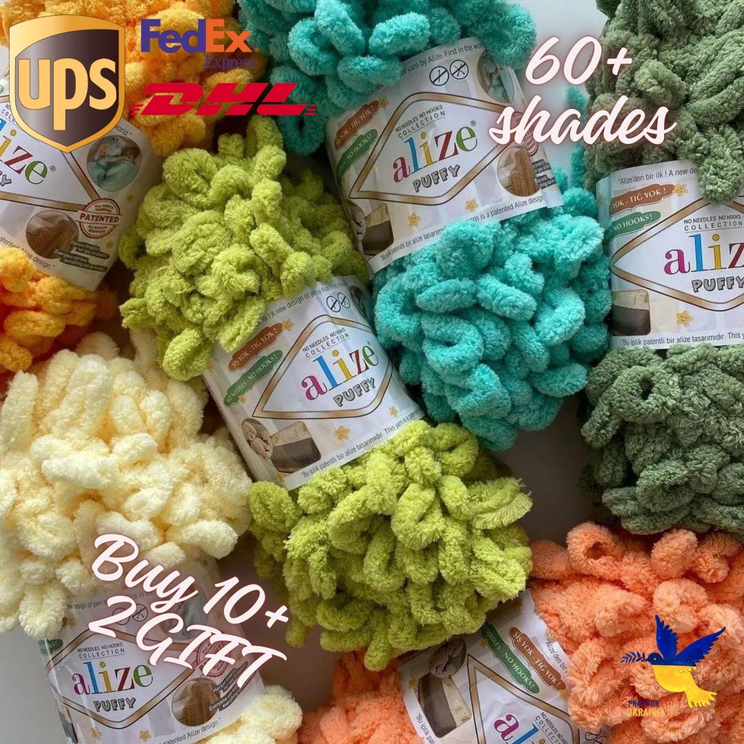 Alize Puffy Chenille Yarn: Finger Knitting Loop Wool, 100g - Etsy