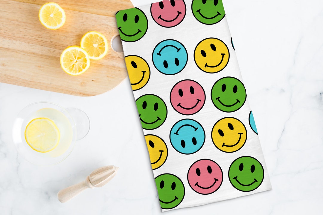 Indie Tea Towel, Smiley Face Dish Towel, Indie Room Decor Aesthetic ...