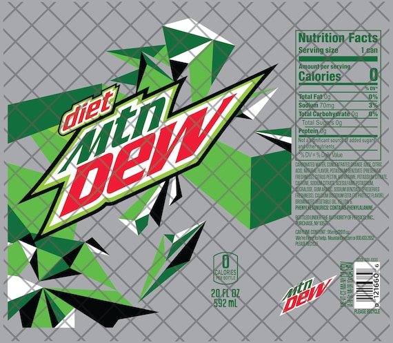 Diet Mountain Dew Tumbler Label 20 Oz High Quality File - Etsy