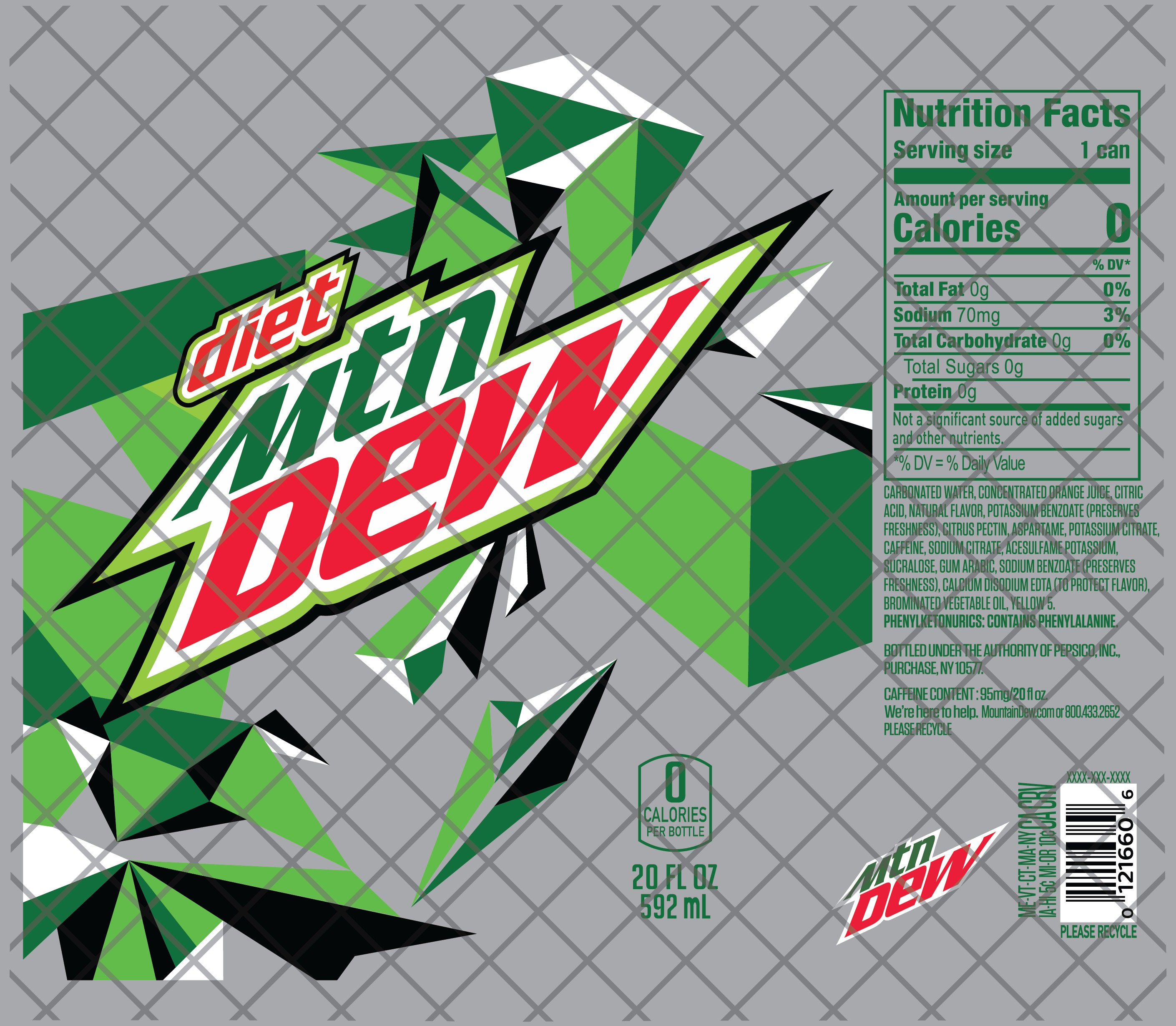 Diet Mountain Dew Bottle Label