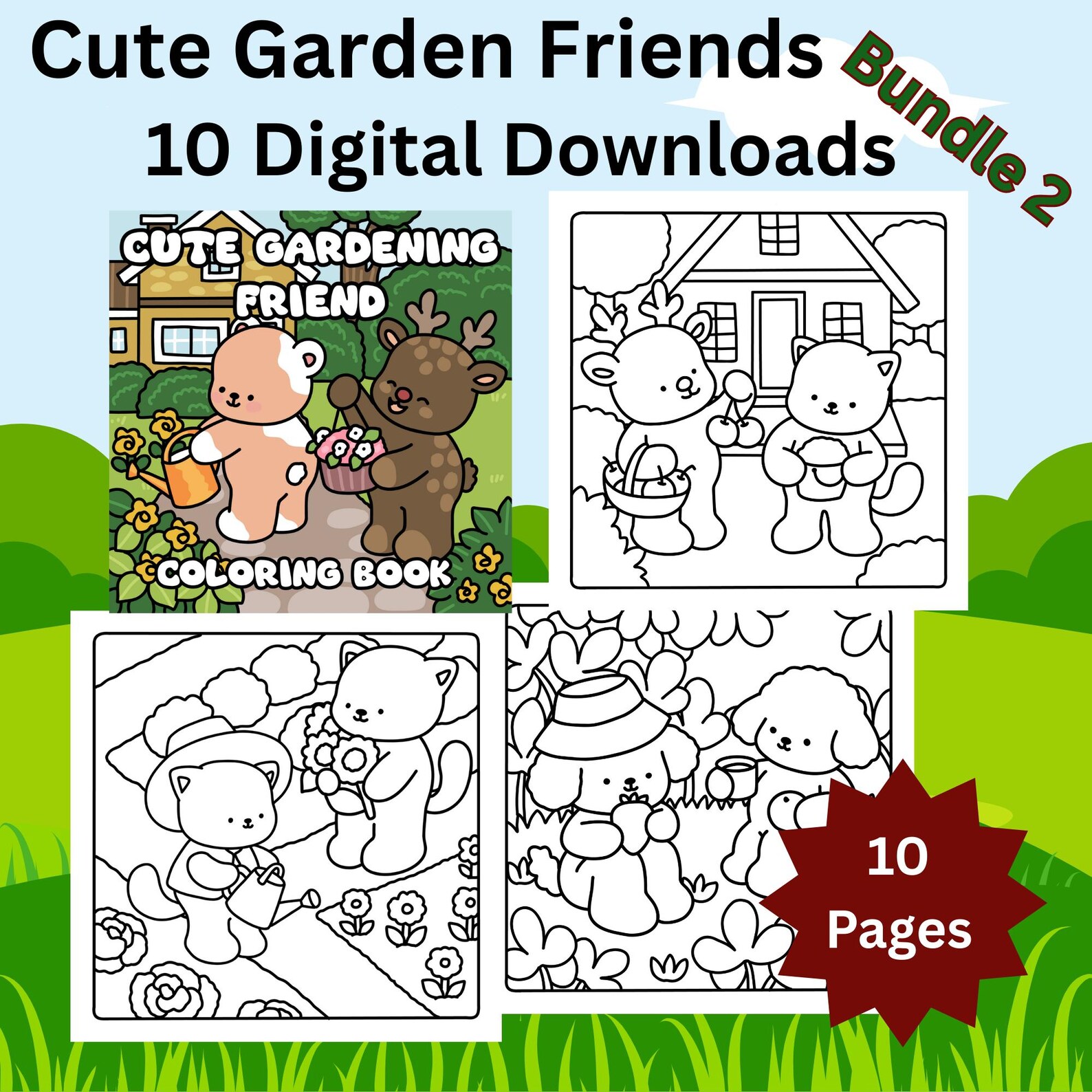 Garden Animal Coloring Pages | Printable Nature Designs (digital ...
