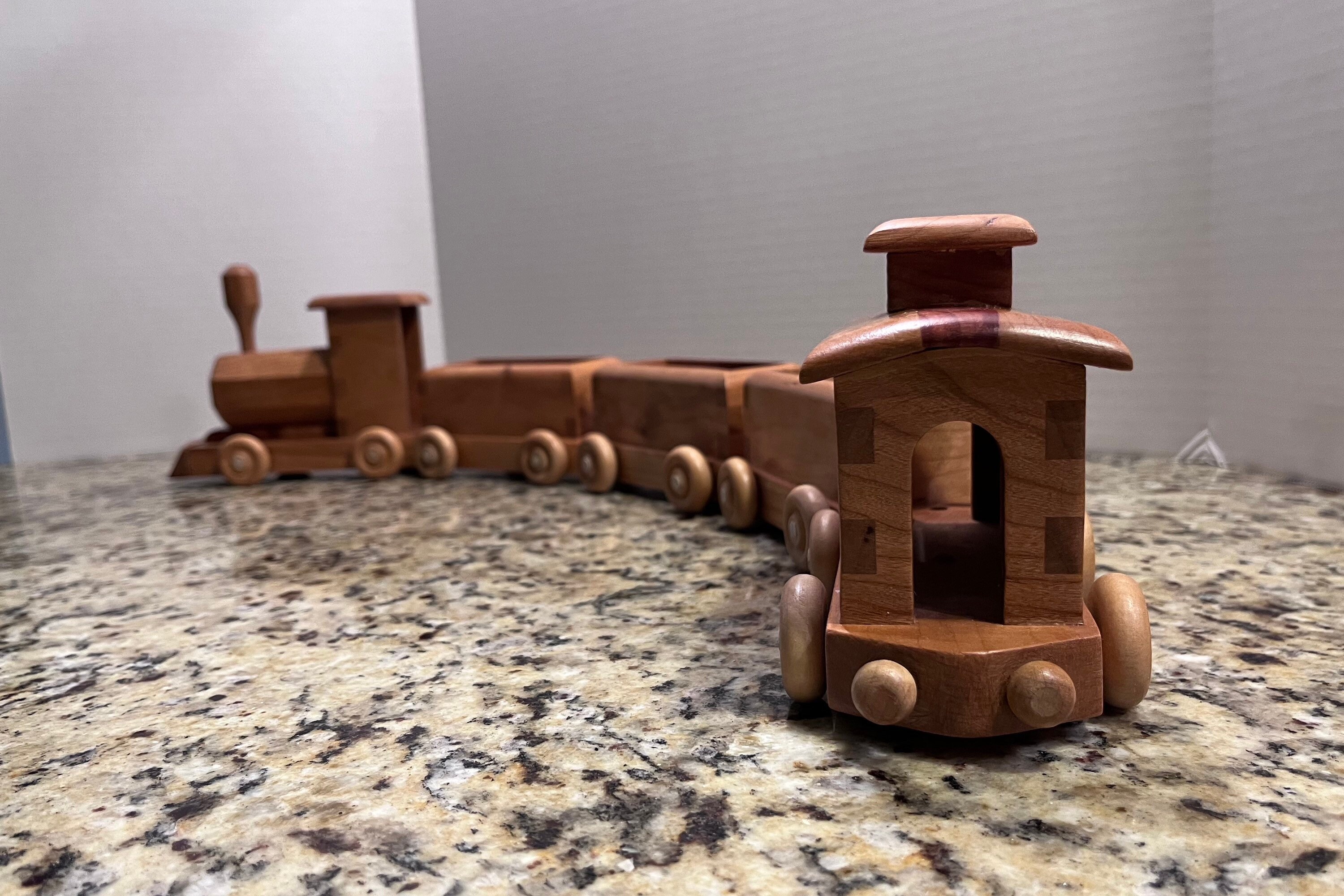 Five Car Handmade Wooden Train - Etsy