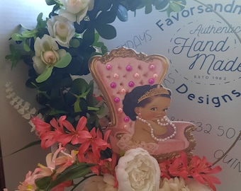 Baby Shower Centerpiece Princess Purple Ruffles Gold Bows Vintage Baby ...