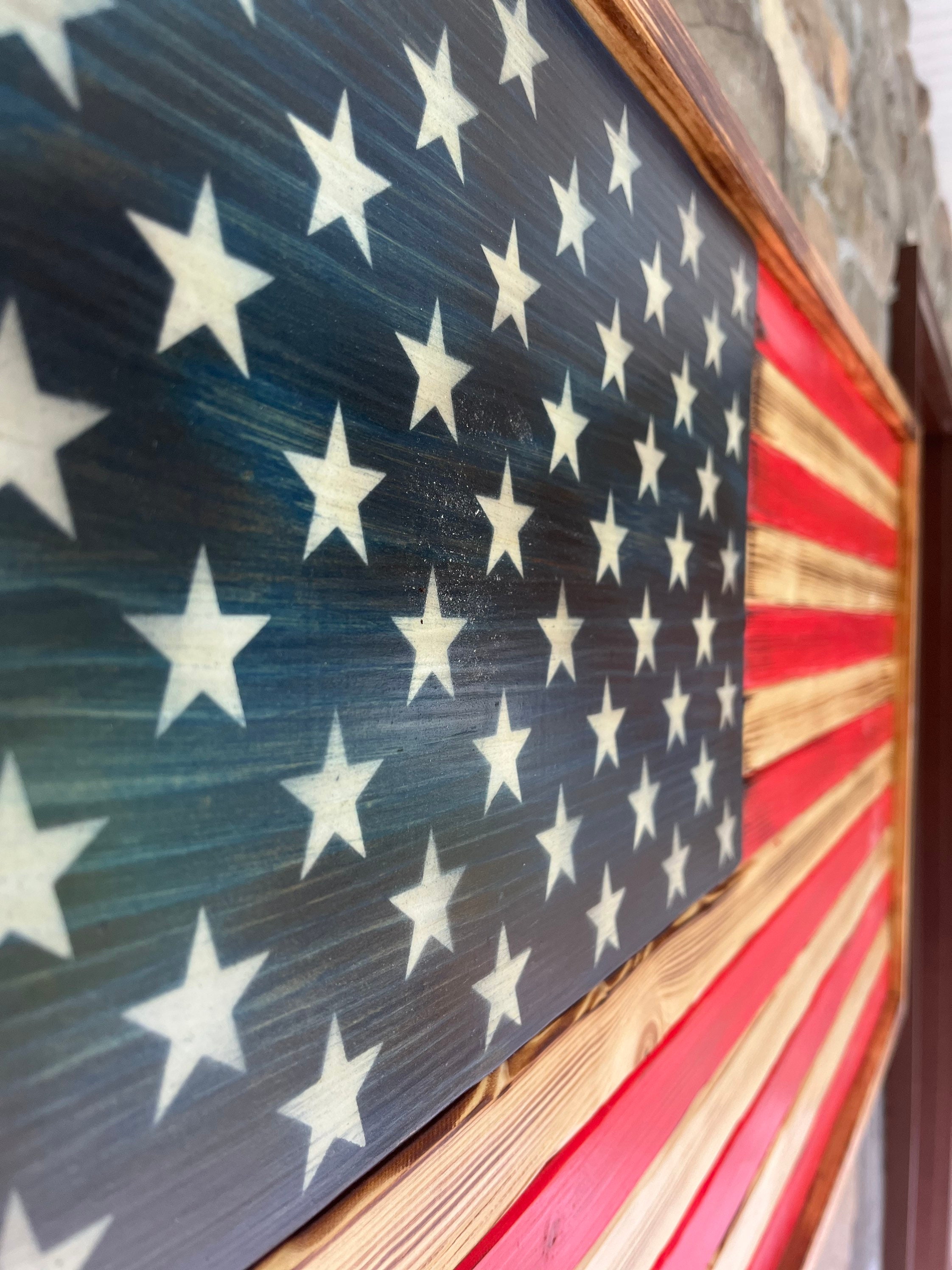 Large Classic American Flag With Natural Frame - Etsy