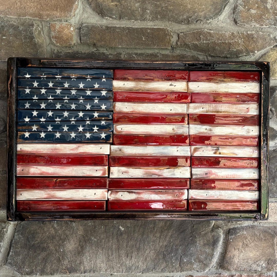 American Flag With Barrel Staves and Epoxy Resin - Etsy