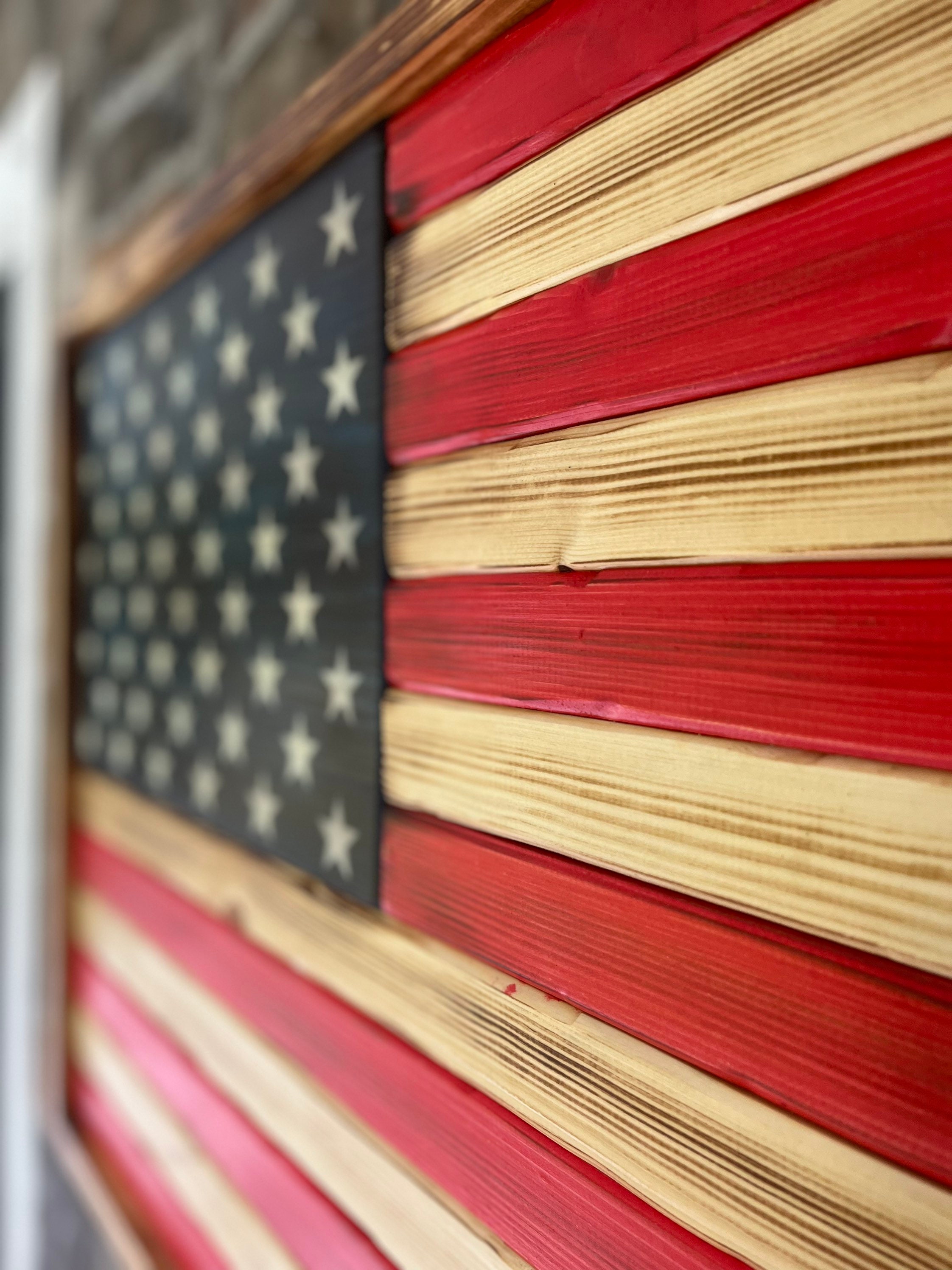 Large Classic American Flag With Natural Frame - Etsy