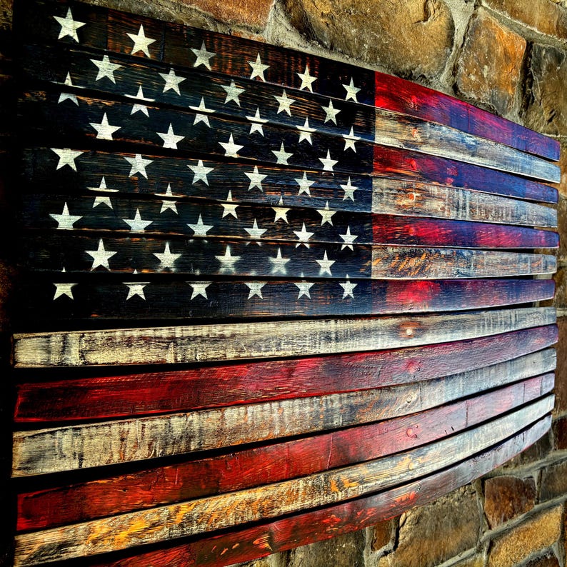 Authentic Reclaimed Whiskey Barrel Flag - Etsy