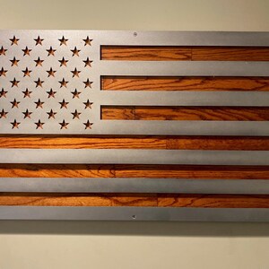 Steel American Flag Mounted Over Wood Background - Etsy