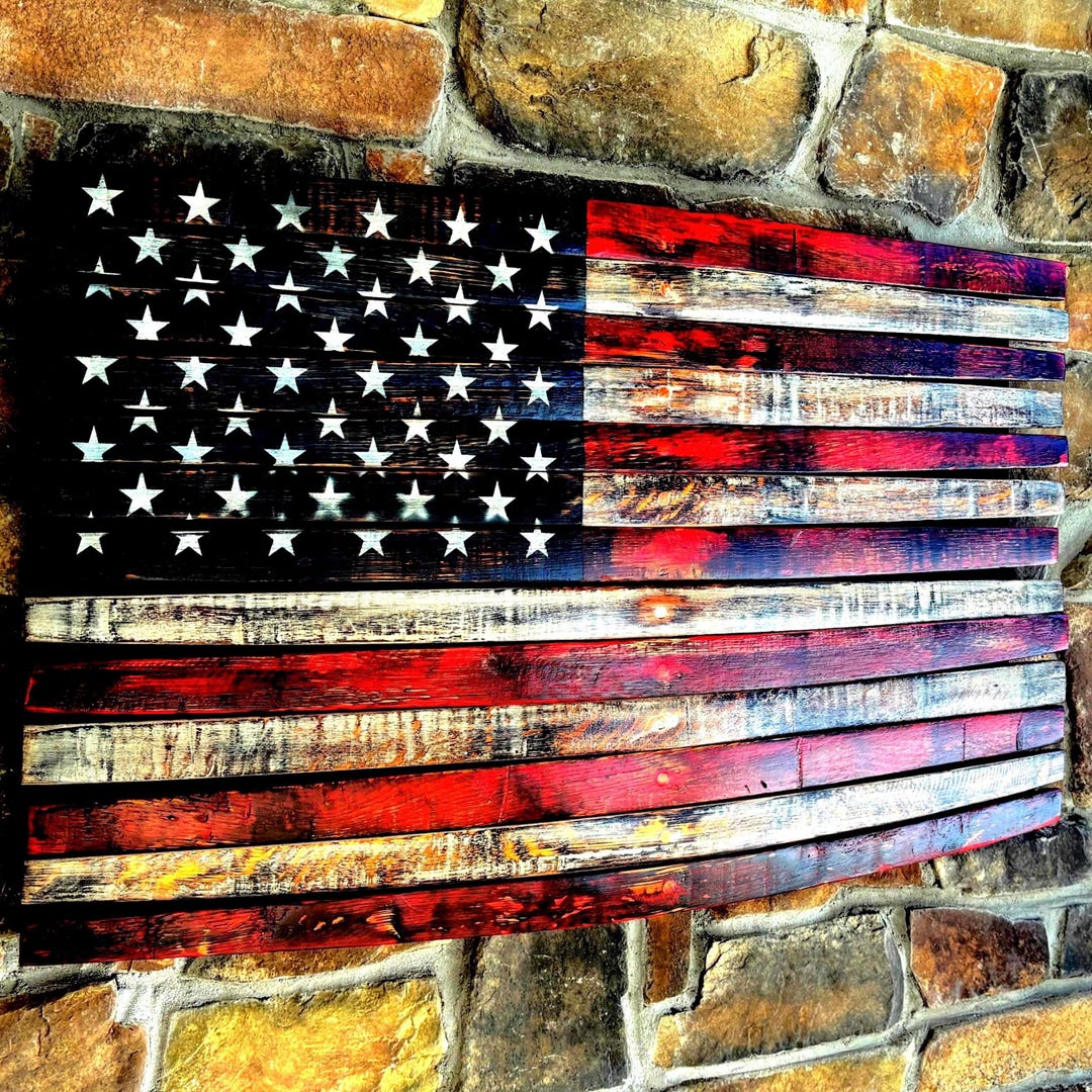 Authentic Reclaimed Whiskey Barrel Flag - Etsy