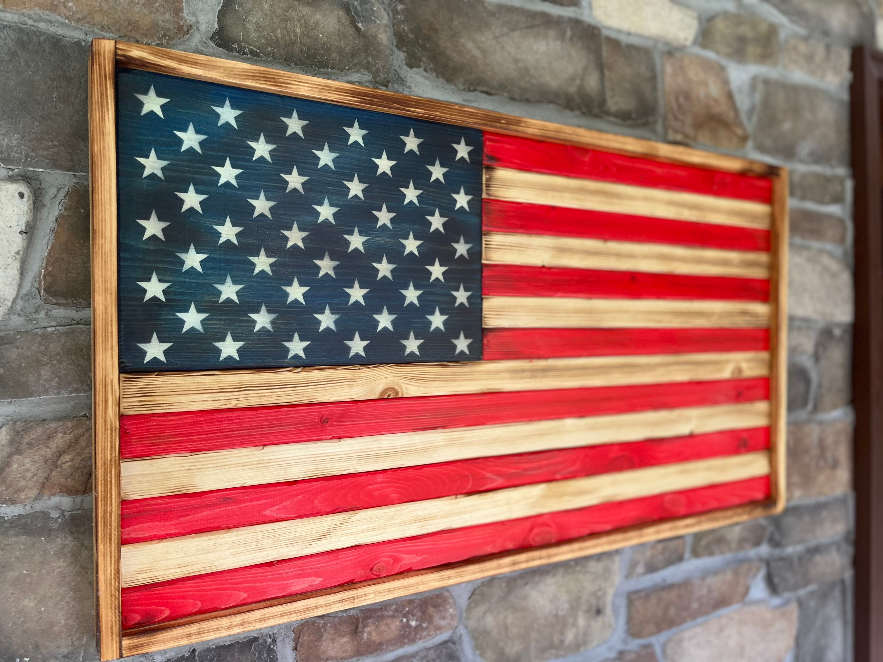 Large Classic American Flag With Natural Frame - Etsy