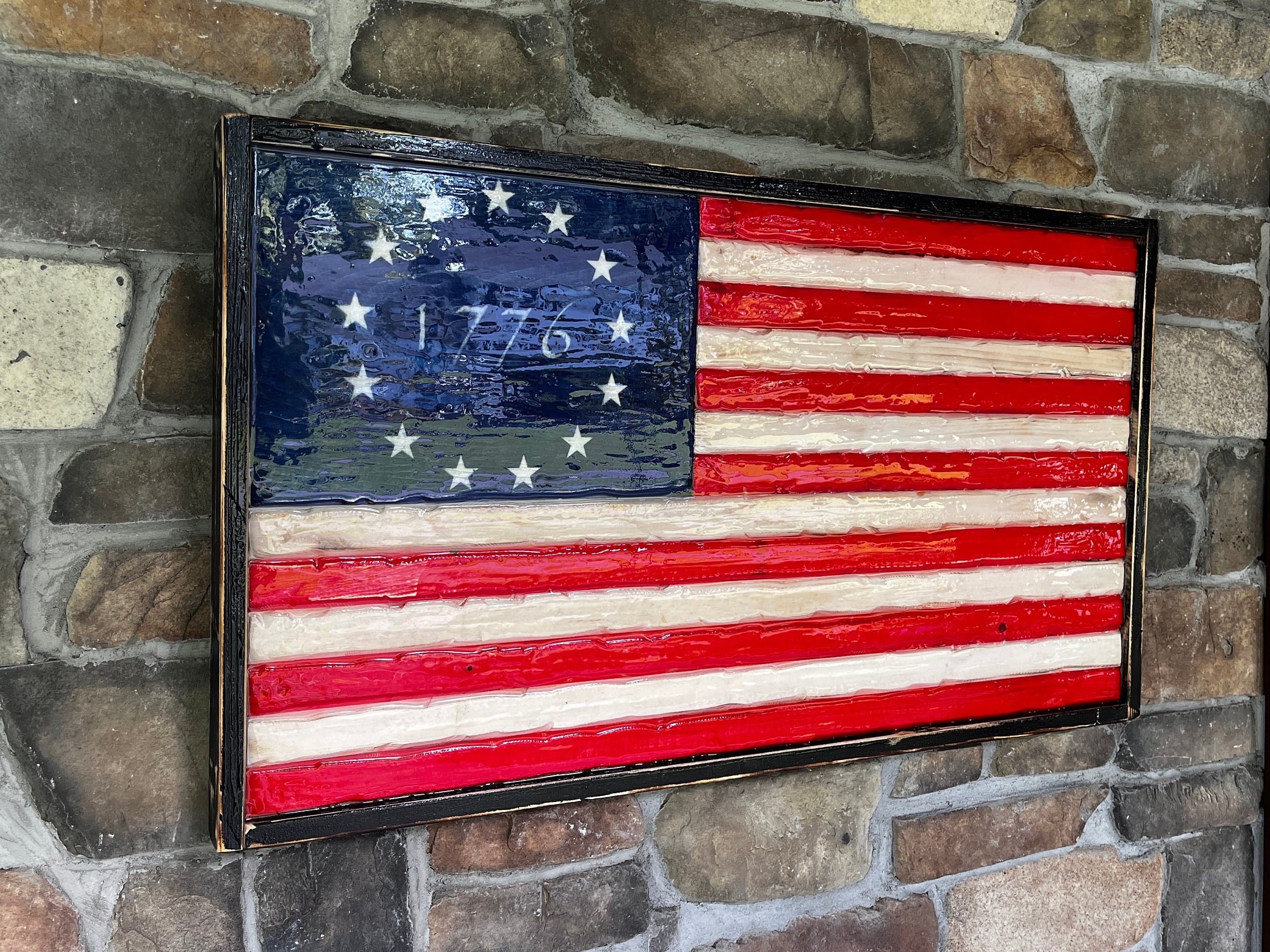 The betsy Distressed American Flag With Epoxy Resin Finish - Etsy