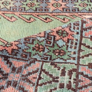 Green Rug, Rust Color Rug, Runner Rug, Vegetable Dyes Rug, Hallway Rug ...