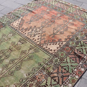 Green Rug, Rust Color Rug, Runner Rug, Vegetable Dyes Rug, Hallway Rug ...