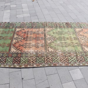 Green Rug, Rust Color Rug, Runner Rug, Vegetable Dyes Rug, Hallway Rug ...