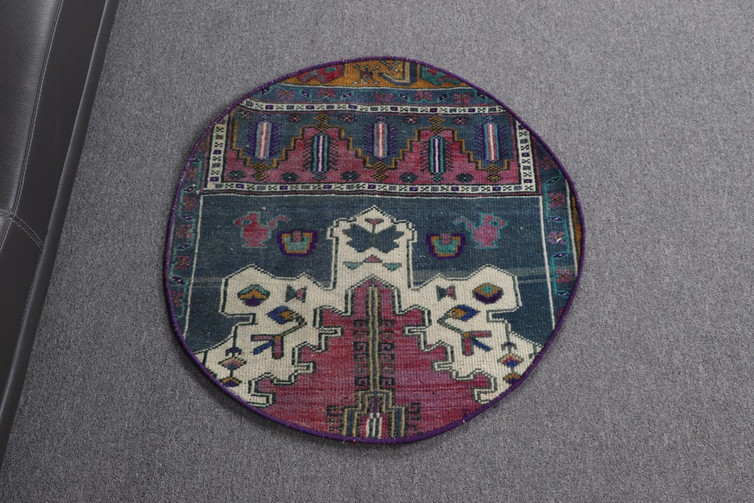 Round Rug, 2.2x2.2 Ft Small Rugs, Turkish Rug, Vintage Rug, Antique Rug ...