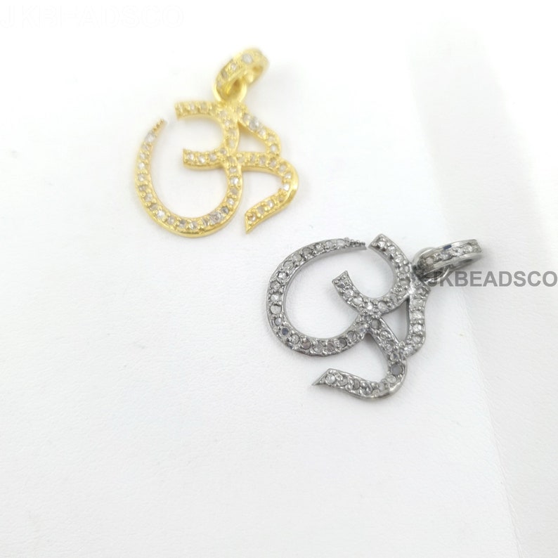 Om Charm Pendent Pave Diamond Design Sterling Silver 925 | Etsy