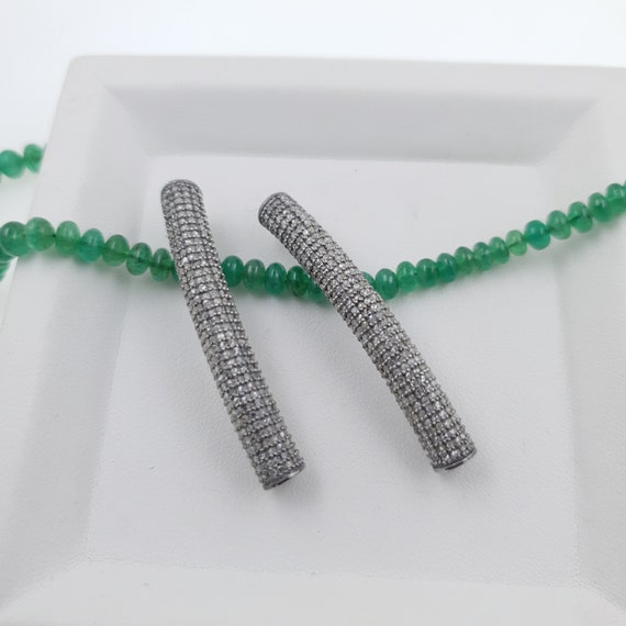 Tunnel Bend Pave Diamond Beads Beads Findings Silver Sterling | Etsy