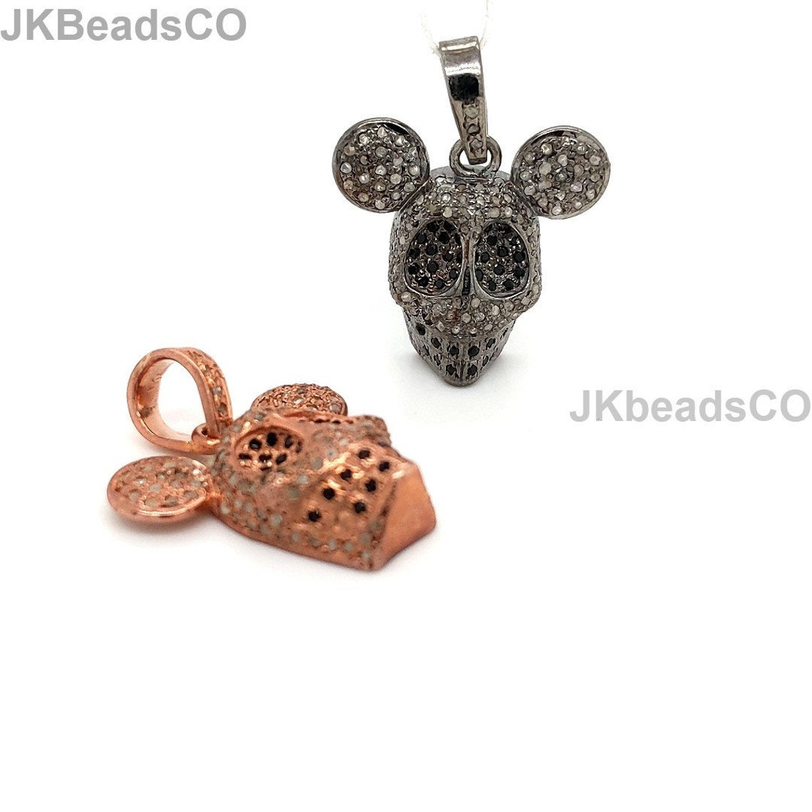 Pave Diamond Black Spinal Mickey Mouse Pendant Sterling Silver | Etsy