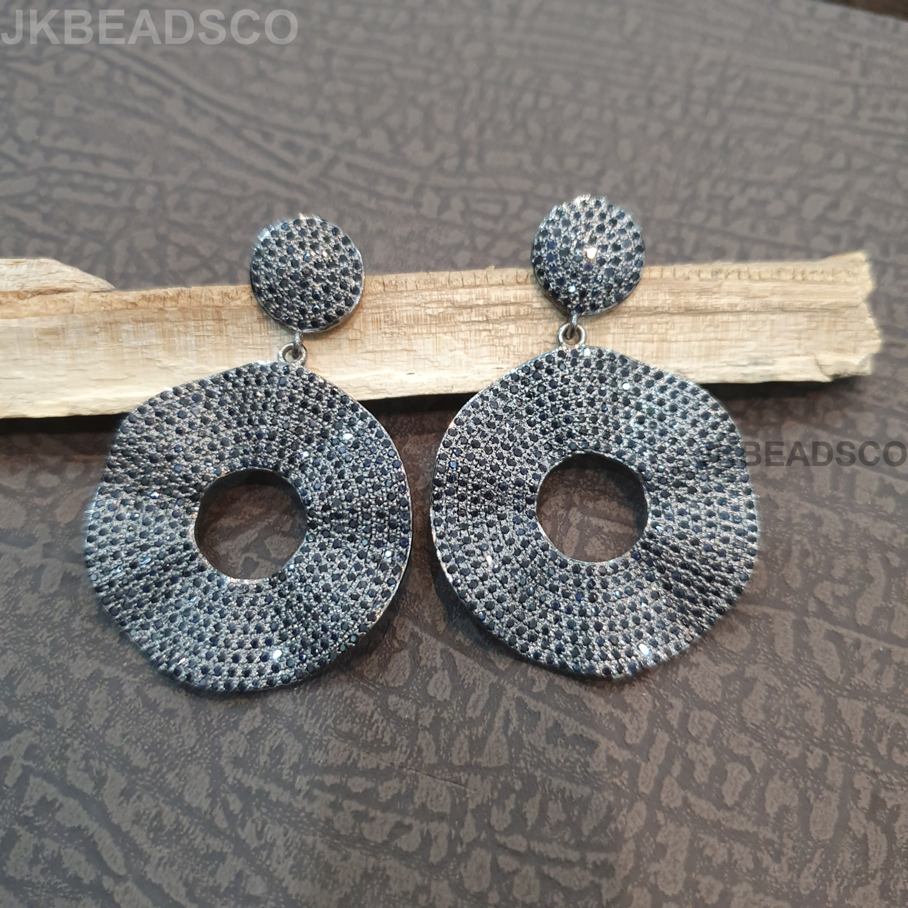 Black Spinel Micro Setted Earrings Pave Spinel Earrings - Etsy