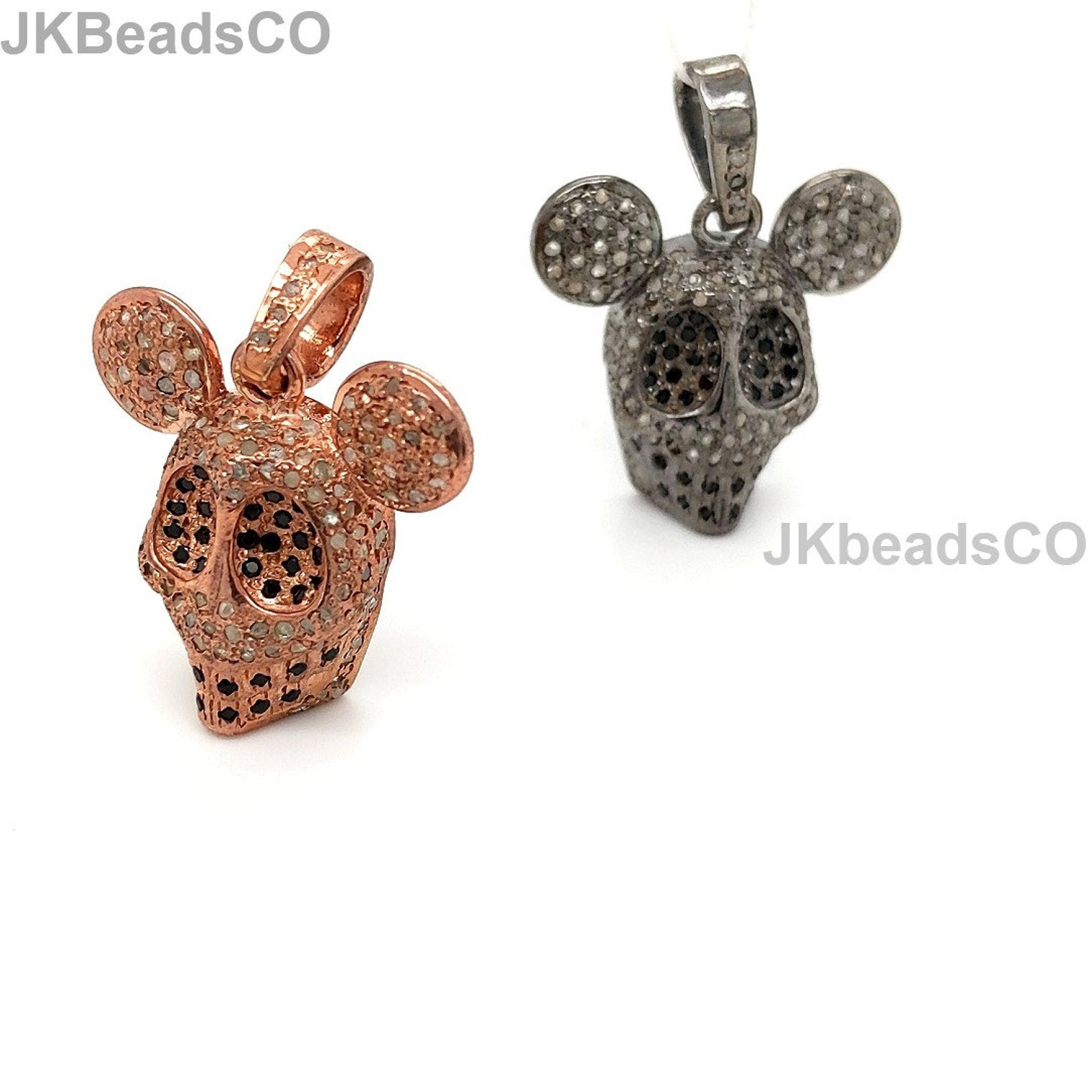 Pave Diamond Black Spinal Mickey Mouse Pendant Sterling Silver | Etsy