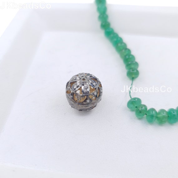 Open Filigree Two Tone Beads Diamond Findings Silver Sterling | Etsy