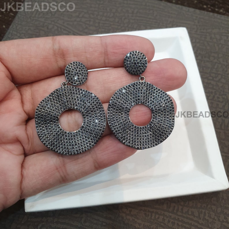 Black Spinel Micro Setted Earrings Pave Spinel Earrings - Etsy