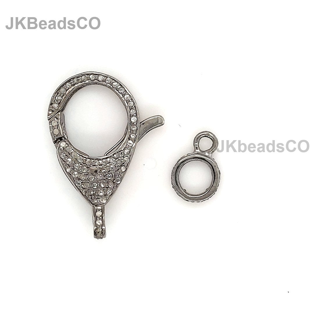 Pave Diamond Teardrop Lock Clasp Findings, 25x14mm Double Sided ...