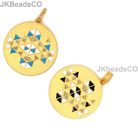 Pave Diamond Micro Setted Matte Finish Enemal Pendent Design | Etsy