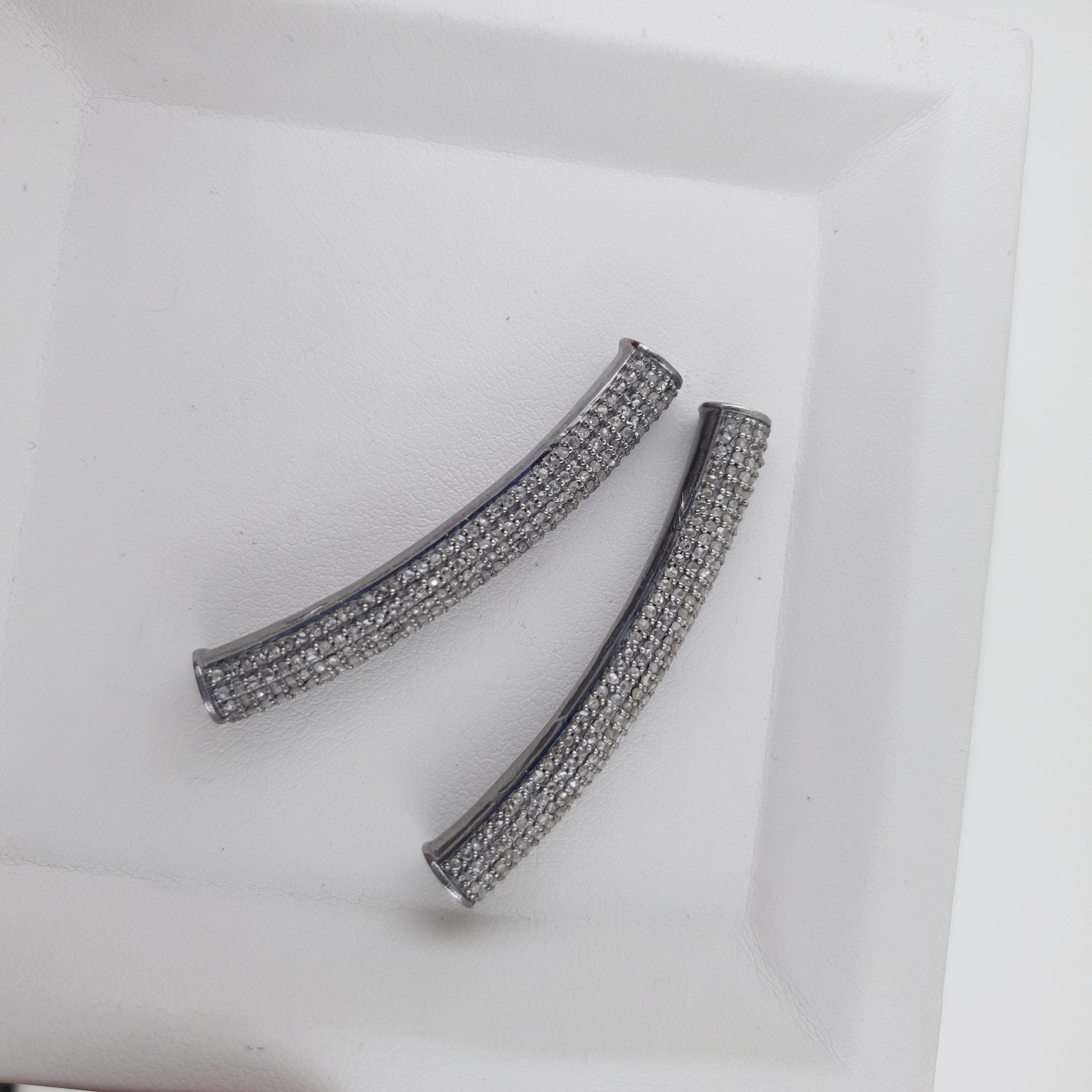 Tunnel Bend Pave Diamond Beads Beads Findings Silver Sterling - Etsy