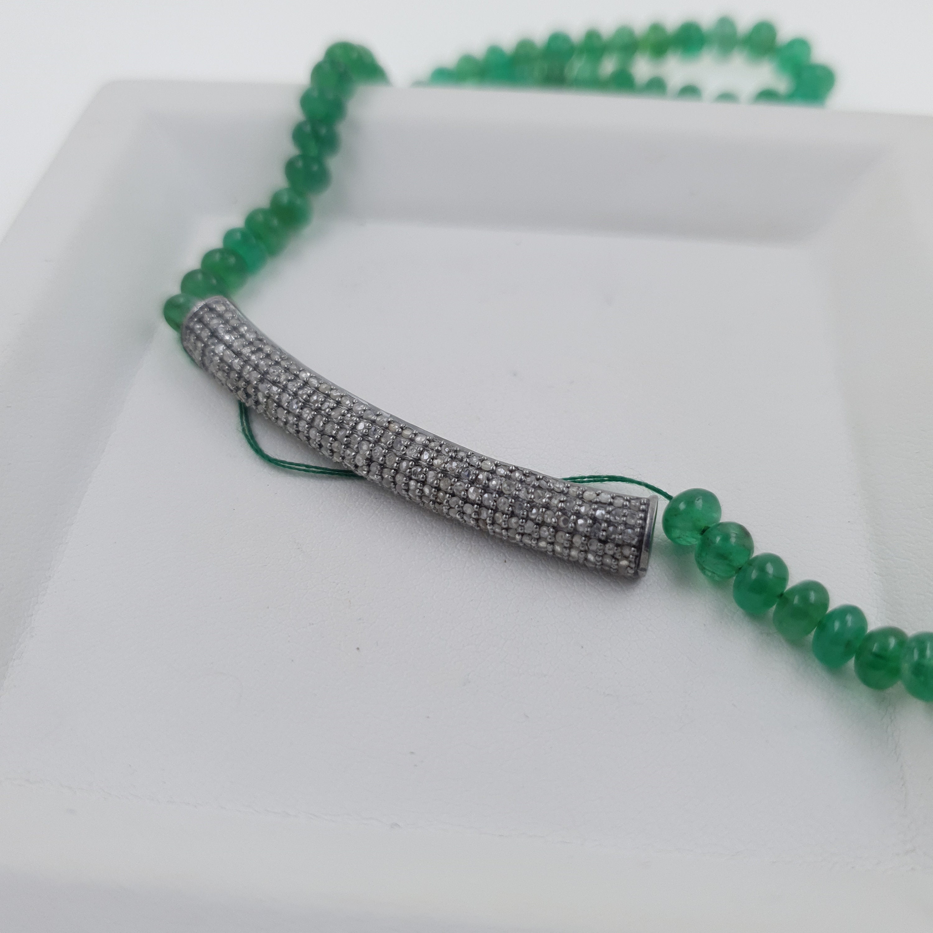 Tunnel Bend Pave Diamond Beads Beads Findings Silver Sterling | Etsy