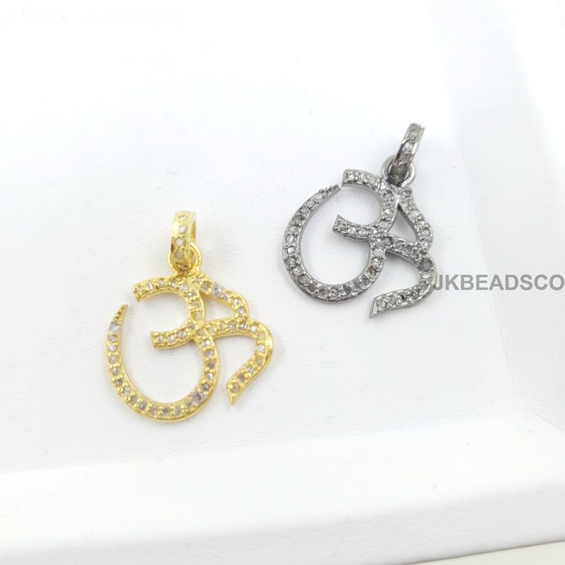 Om Charm Pendent Pave Diamond Design Sterling Silver 925 | Etsy