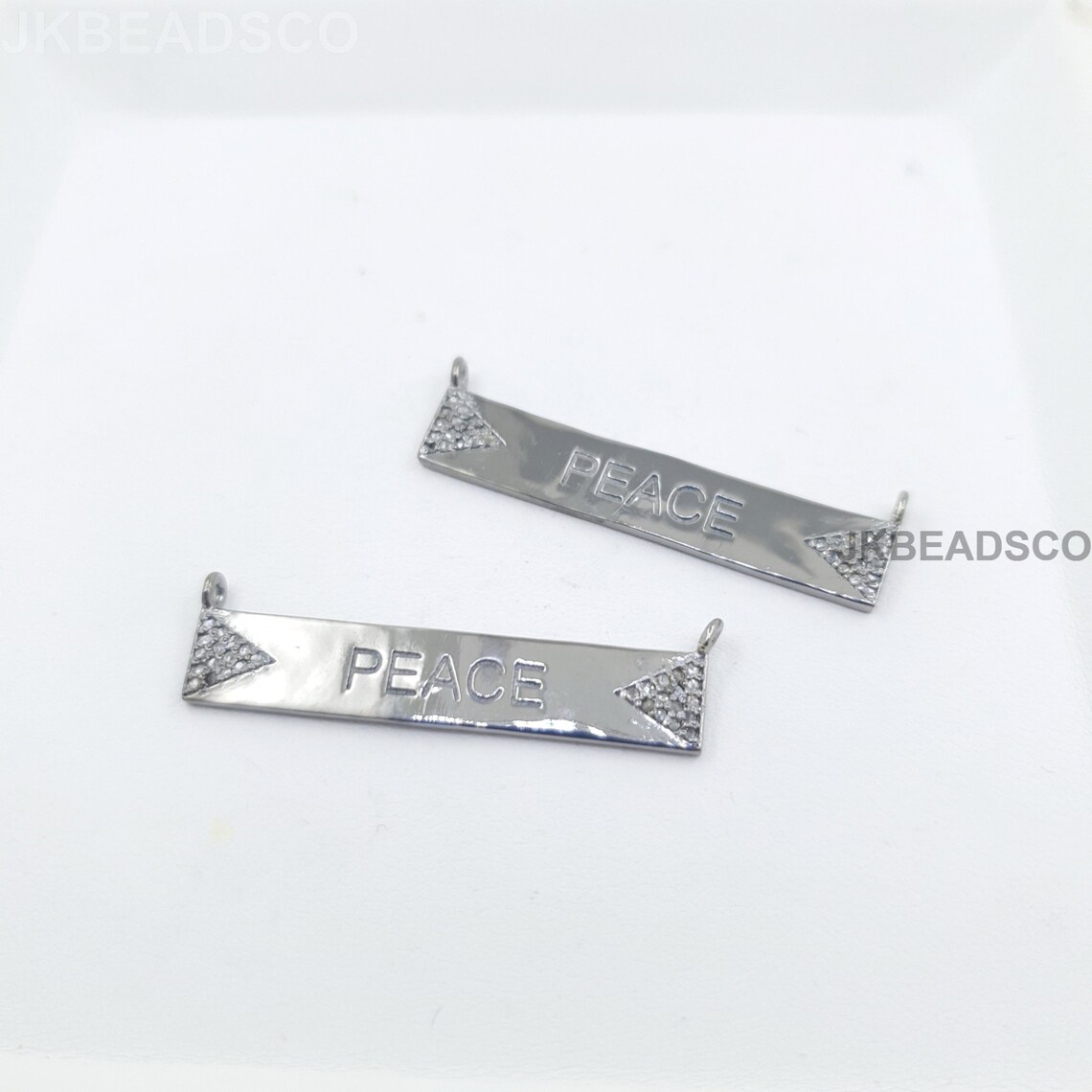 Peace Engraved Connector Pendent Pave Diamond Design Sterling - Etsy