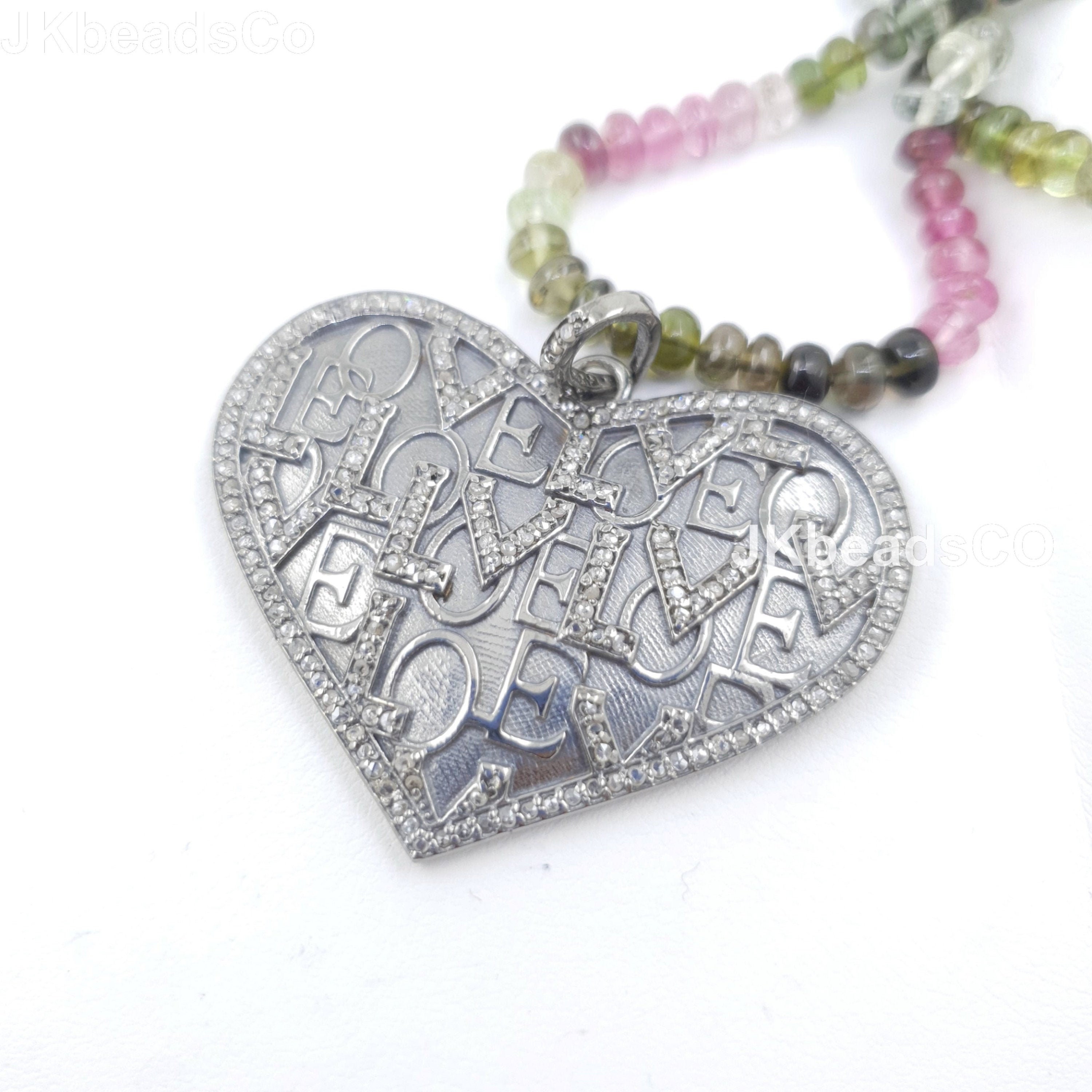 Diamond Silver Love Heart Pendant Sterling Silver 925 | Etsy