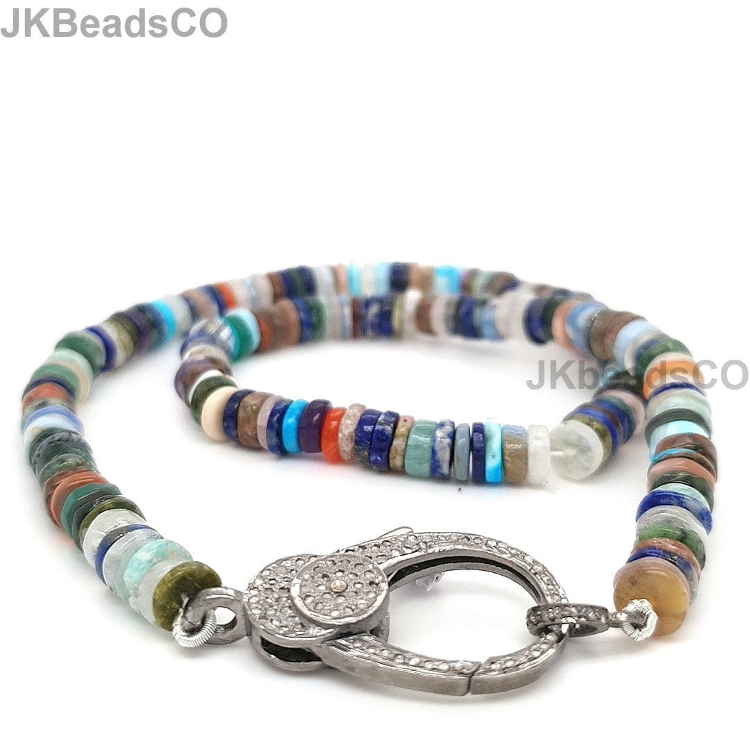 Multi Gemstone and Diamond Clasp Bracelet or Necklace Gems | Etsy