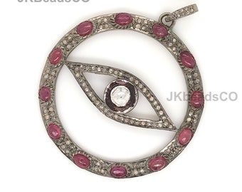Ruby Evil Eye Sterling Necklace - Etsy