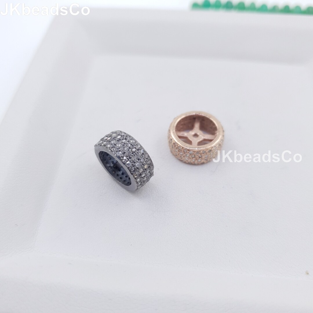 Sterling Silver 4 Row Diamond Spacer Beads: Pave Jewelry Findings ...