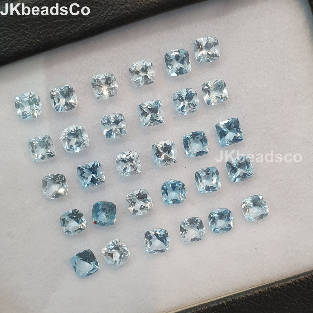 Blue Topaz Cushion Cut Lot 11.16 Cts/ 30 Pcs Natural Gemstones Cushion ...