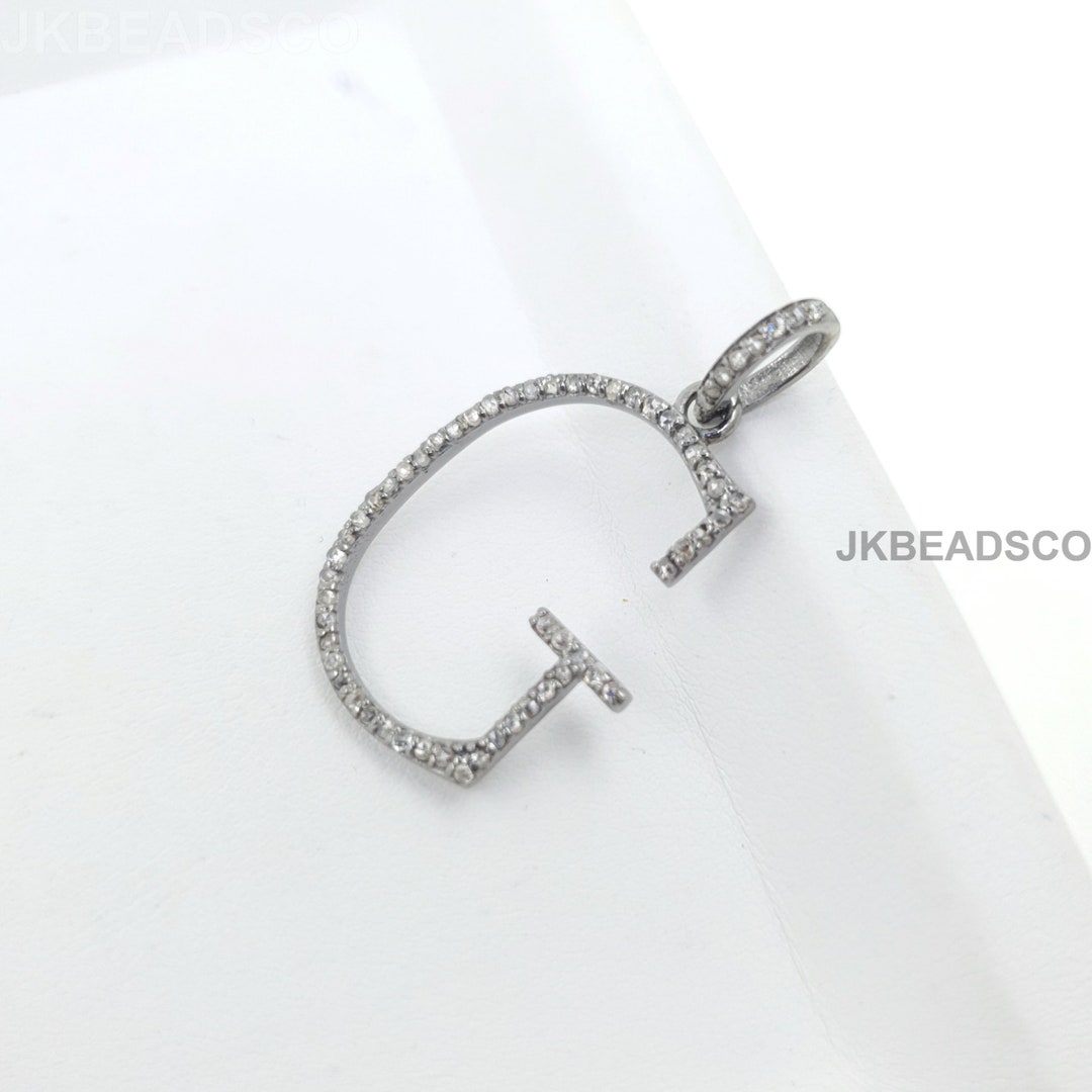 Initial G Pendent Pave Diamond Design Sterling Silver 925 Jewelry ...