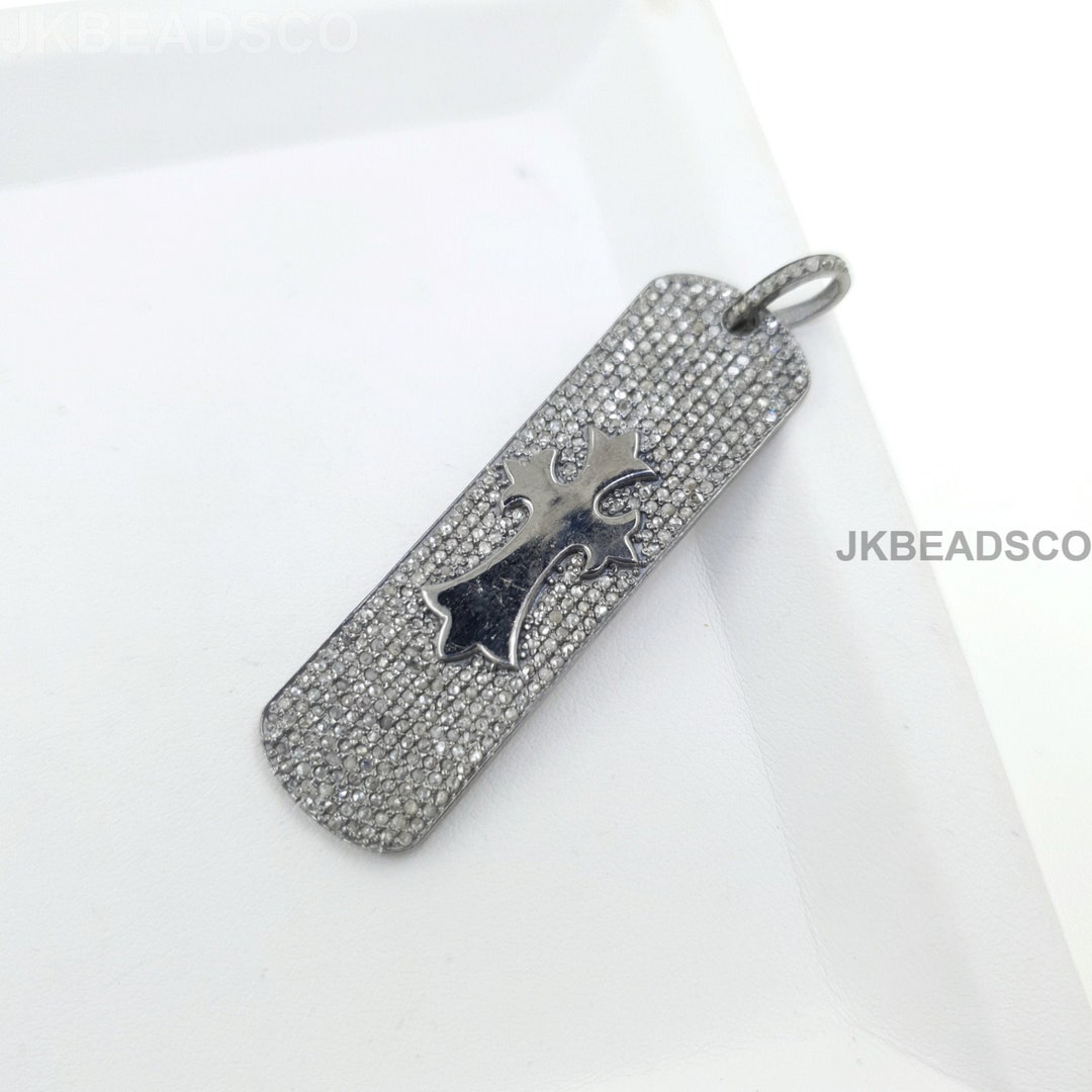 Cross Pendent Pave Diamond Design Sterling Silver 925 Jewelry, Handmade ...