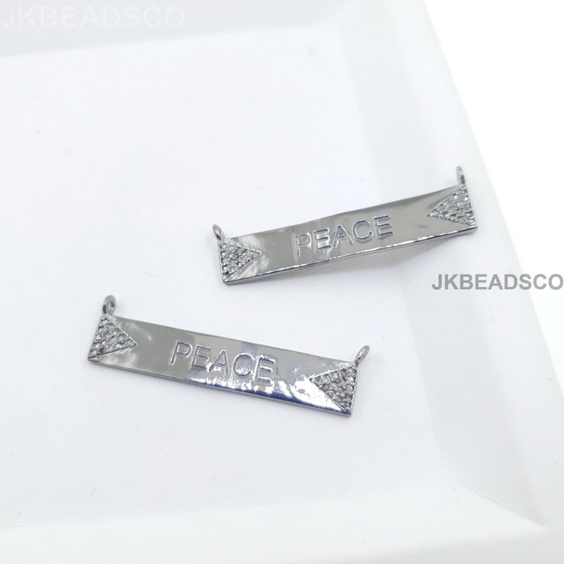 Peace Engraved Connector Pendent Pave Diamond Design Sterling - Etsy