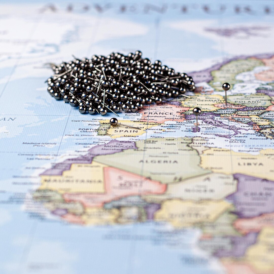 Black Map Push Pins | Dark Granite Finish Travel Markers - Etsy