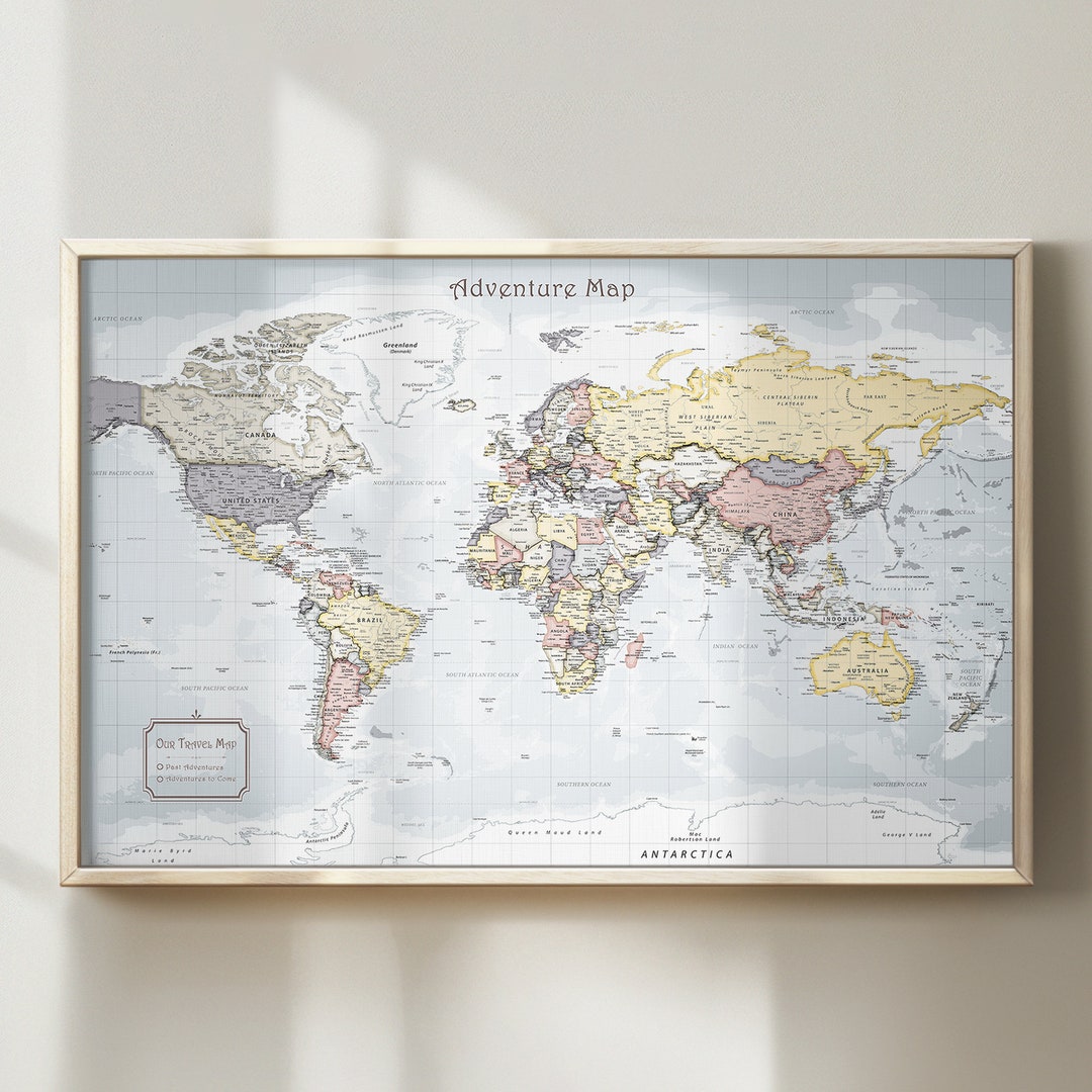 Push Pin World Map, Travel Framed Personalized Map - Etsy